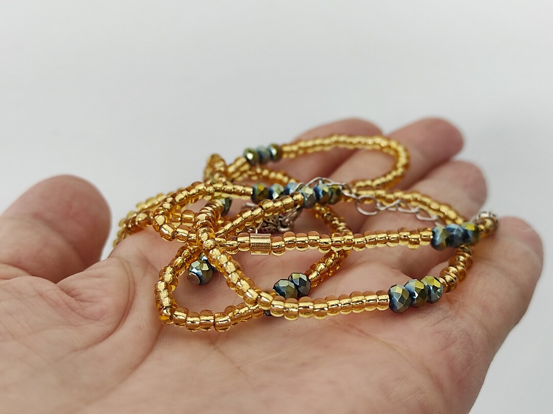 Janjan Waistbeads, Adjustable Waist Chain With Clasp, Irredescent Belly ...