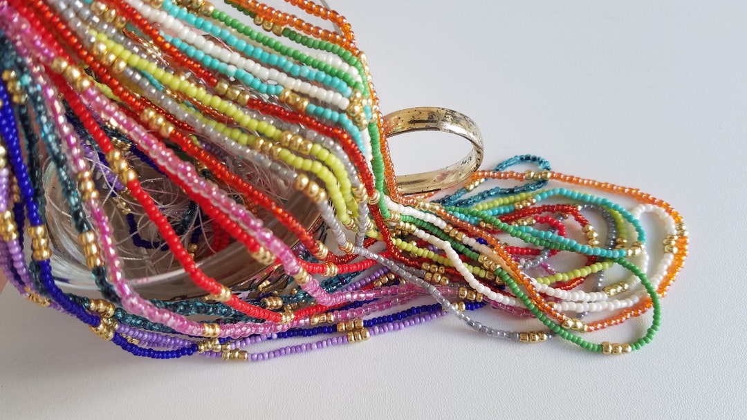 Adjustable Glass Seed Bead Waist Beads: Silver Clasp Body Jewelry - Etsy