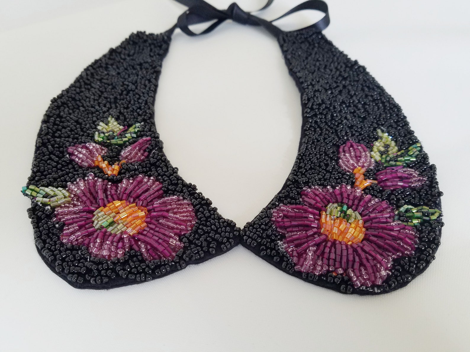 Embroidered Peter Pan Collar Necklace / Bead Embroidery Jewelry / Gift ...