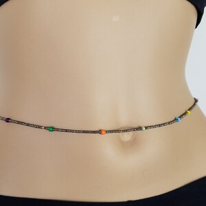 Brass Waist Beads With Colorful Glass Bead Stations,adjustable Belly ...
