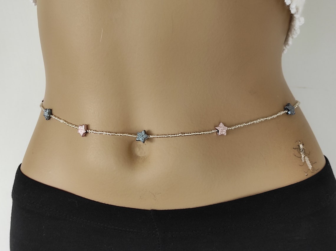 Star Clear Crystal Bead Belly Chain with Clasp Adjustable | Etsy