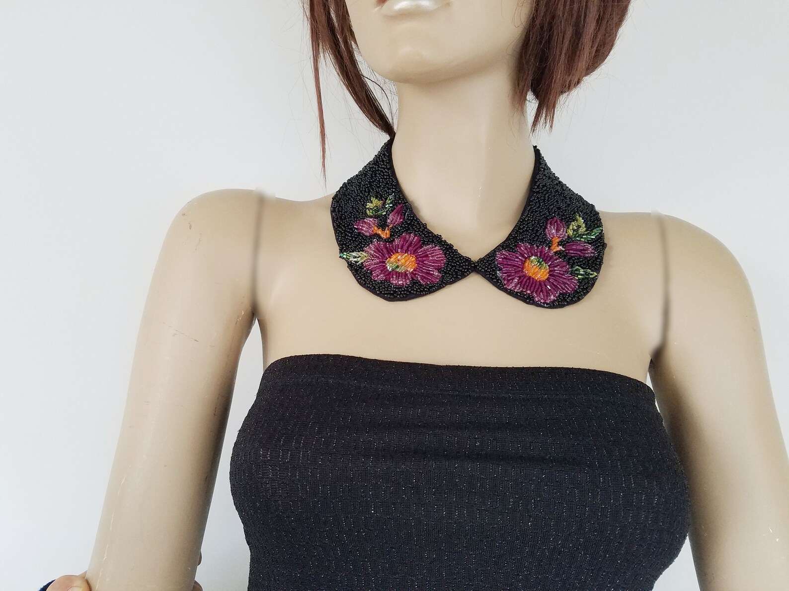 Embroidered Peter Pan Collar Necklace / Bead Embroidery Jewelry / Gift ...