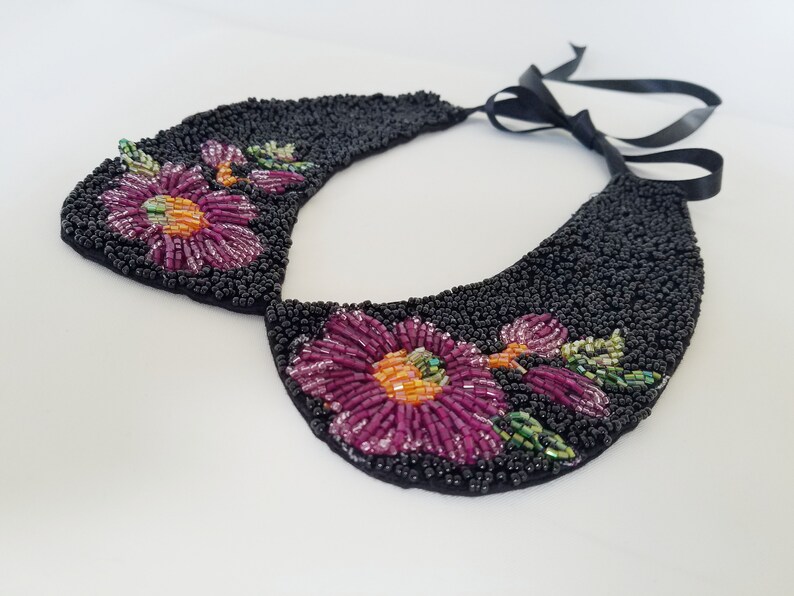 Embroidered Peter Pan Collar Necklace / Bead Embroidery Jewelry / Gift ...