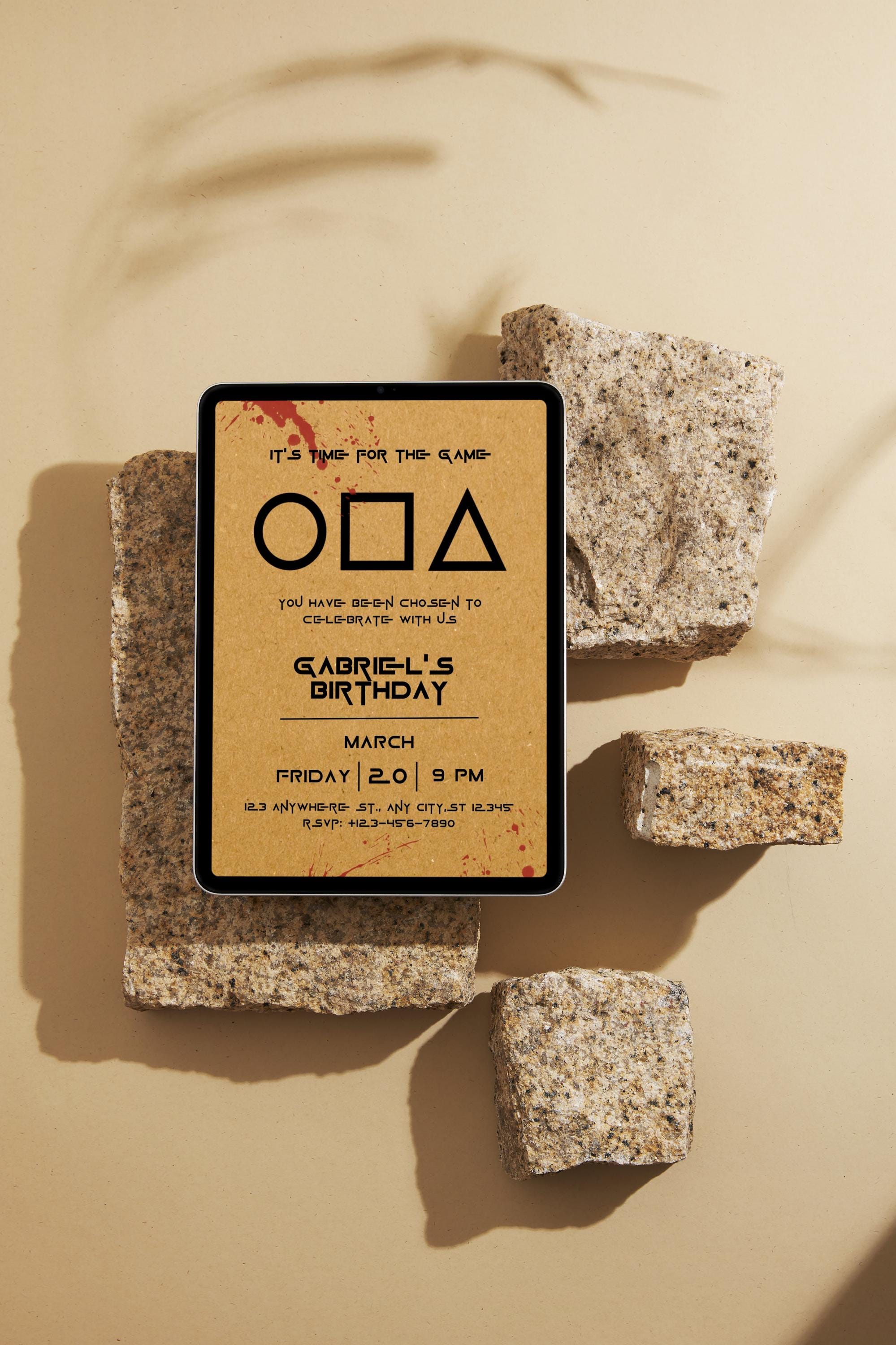 Squid Game Birthday Invitation Canva Template 7x5” and Mobile Digital ...