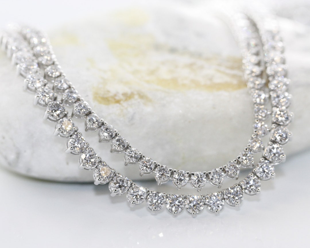 Prong Setting Diamond Necklace Lab Created Diamond Choker Tennis ...