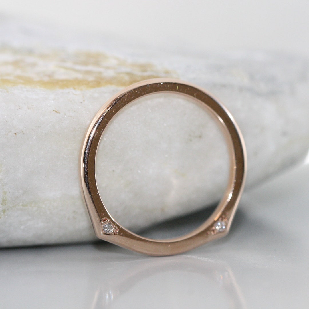 Unique Euro Style Shank Ring in Solid Rose Gold - Etsy