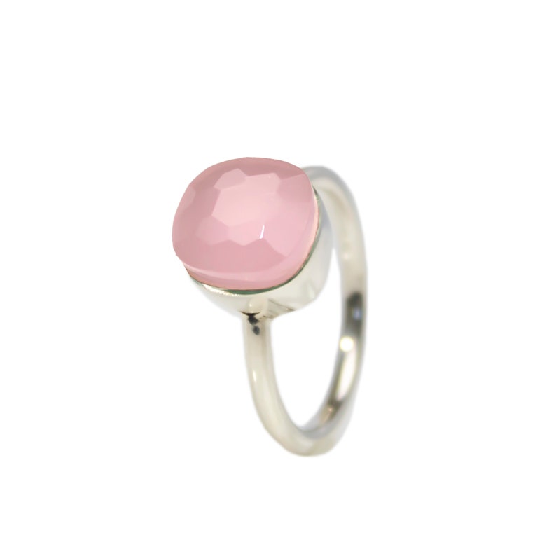 Rose Quartz Ring Small Pink Stacking Ring Small Layering - Etsy