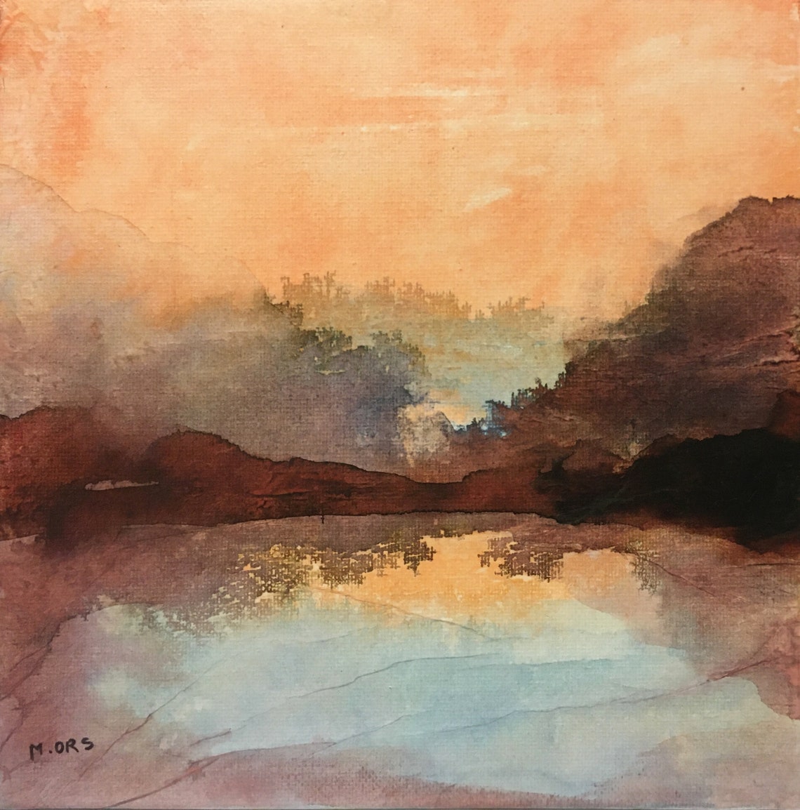 Original Abstract Waterscape Painting Ink and Collage on - Etsy