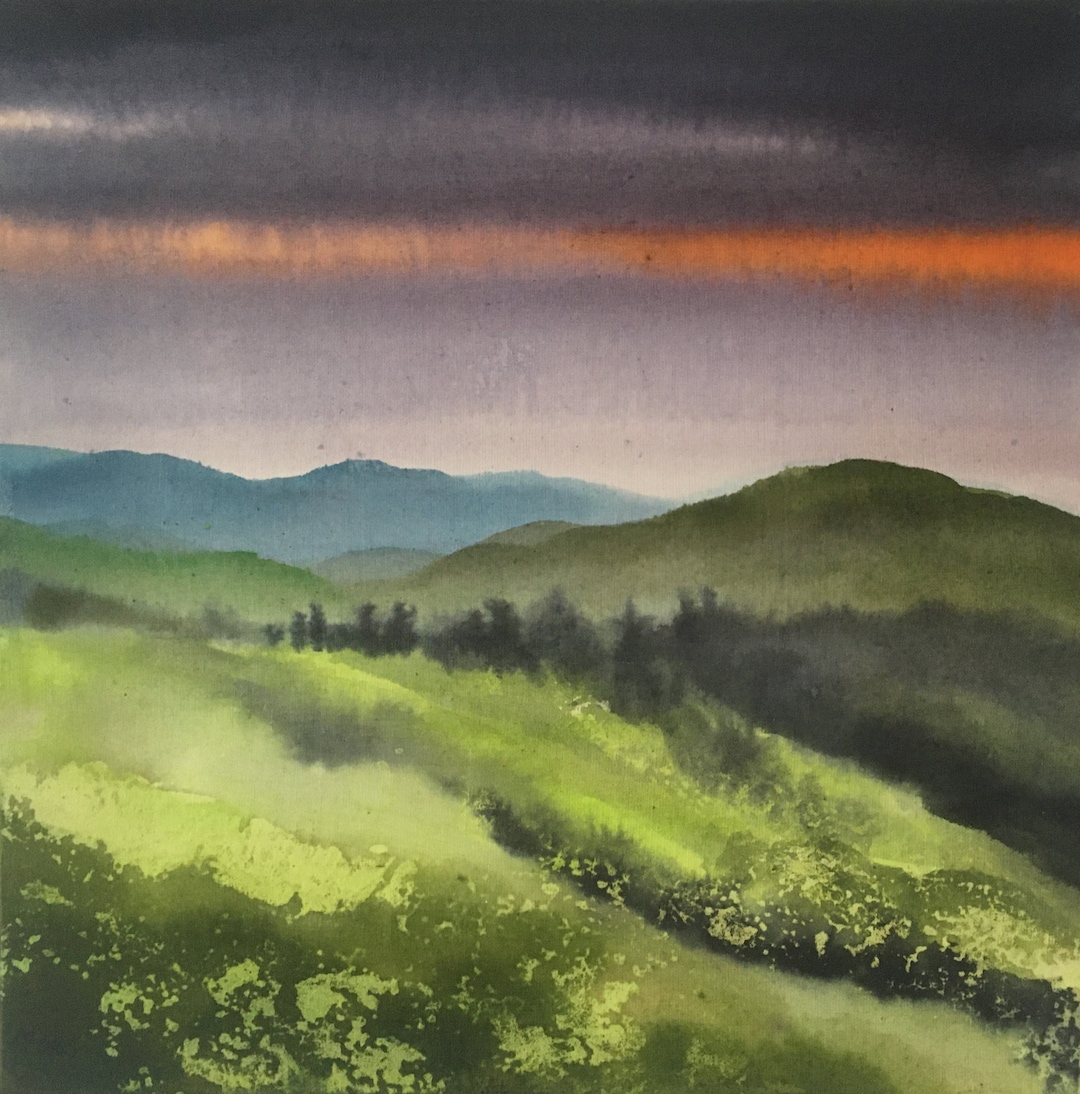 Original Painting Abstract Mountainscape Ink and Acrylic on - Etsy