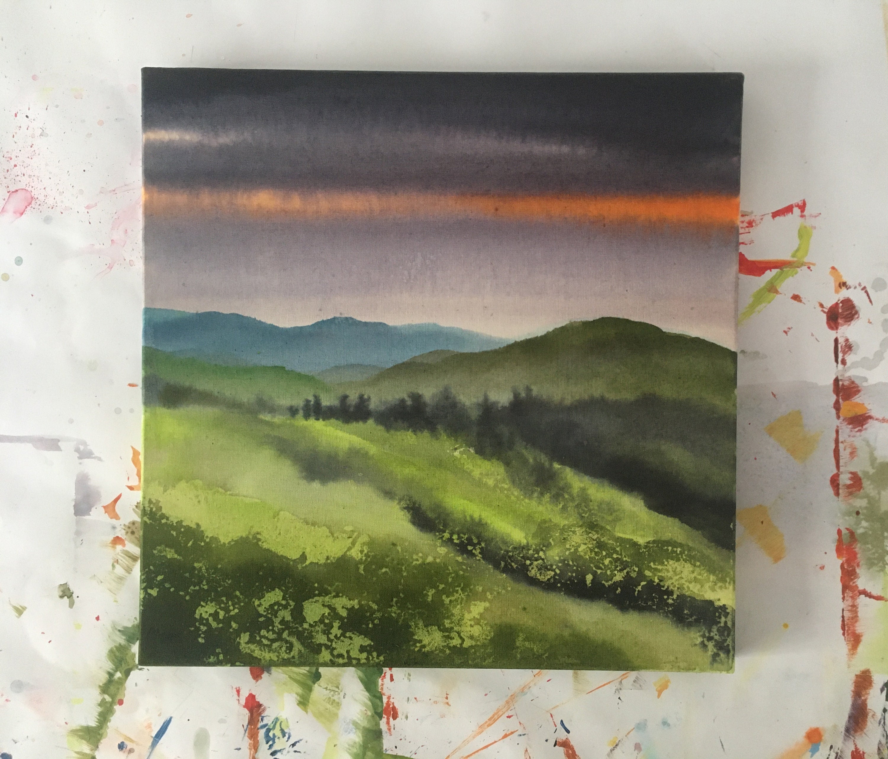 Original Painting Abstract Mountainscape Ink and Acrylic on - Etsy