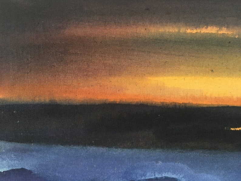 Original Landscape Sunset Winter on Mountains Ink on Canvas. - Etsy