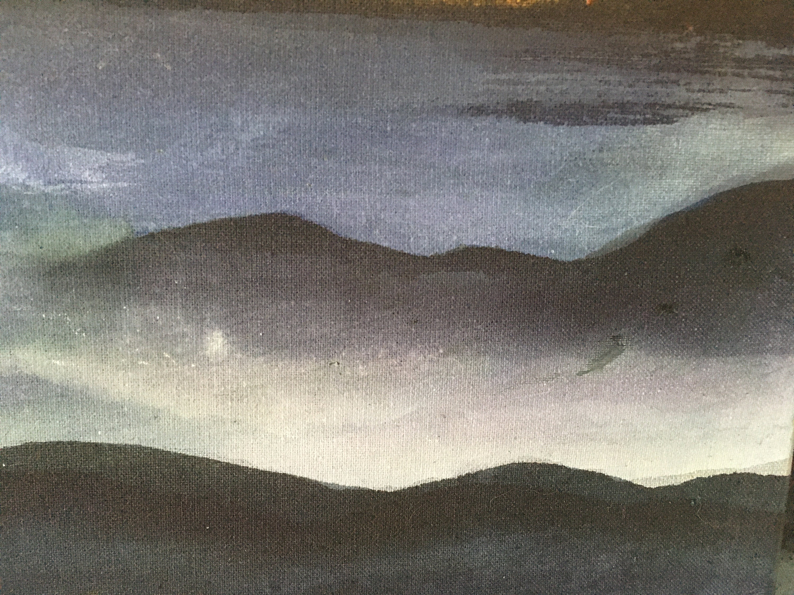 Original Landscape Sunset Winter on Mountains Ink on Canvas. - Etsy