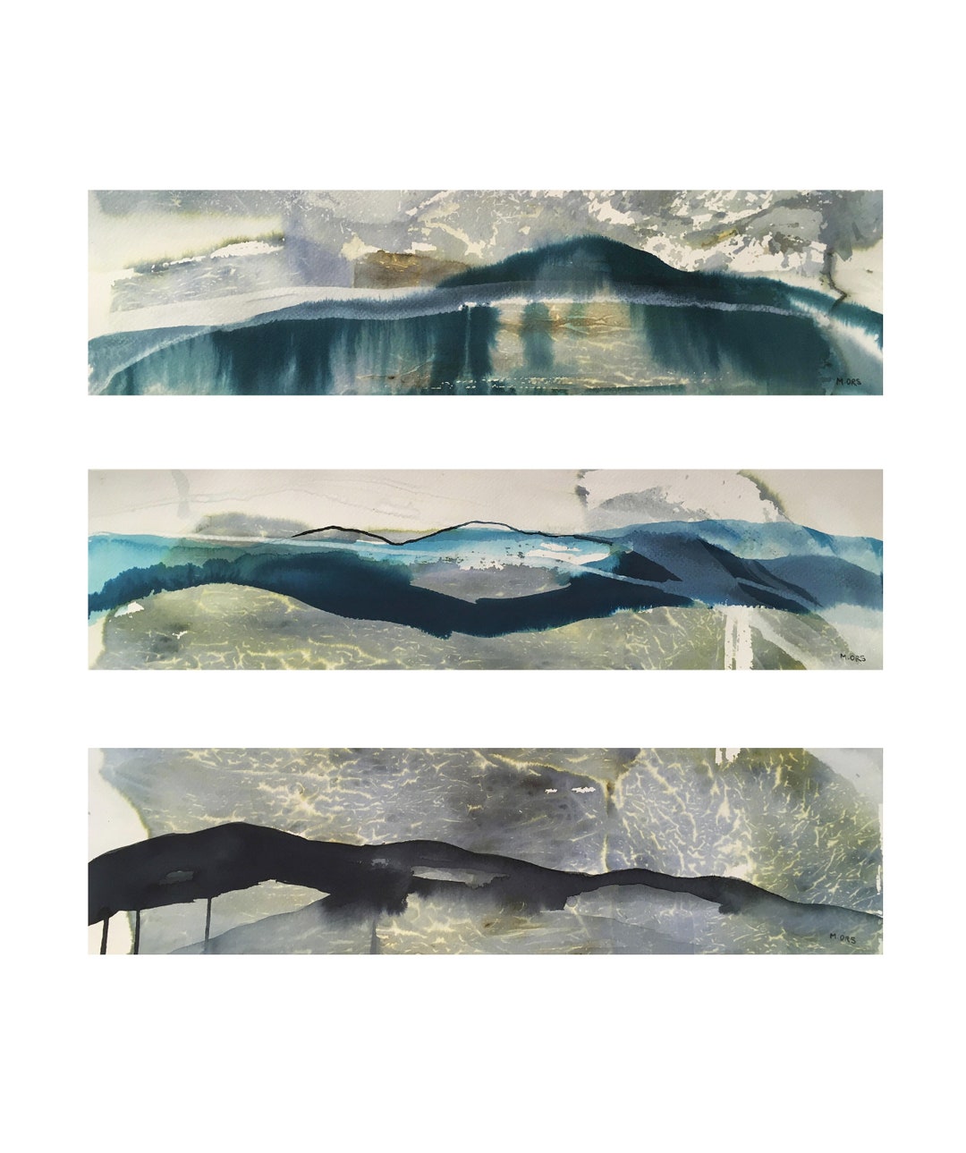 Abstract Original Landscape Ink and Collage on Canvas. - Etsy