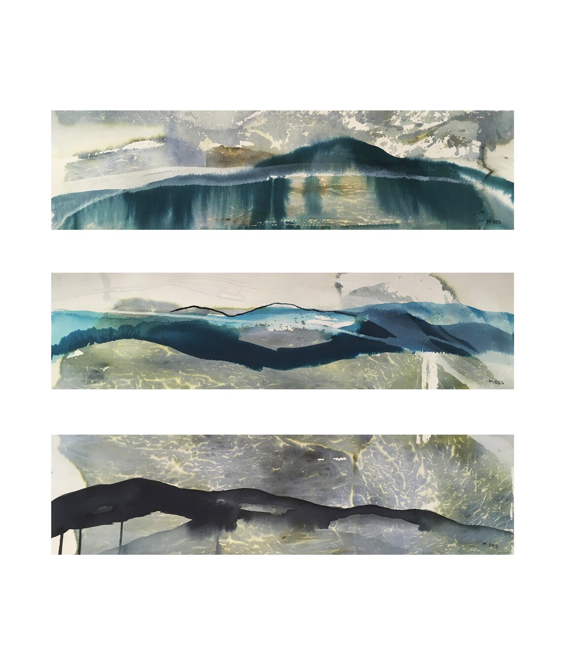 Abstract Original Landscape Ink and Collage on Canvas. - Etsy