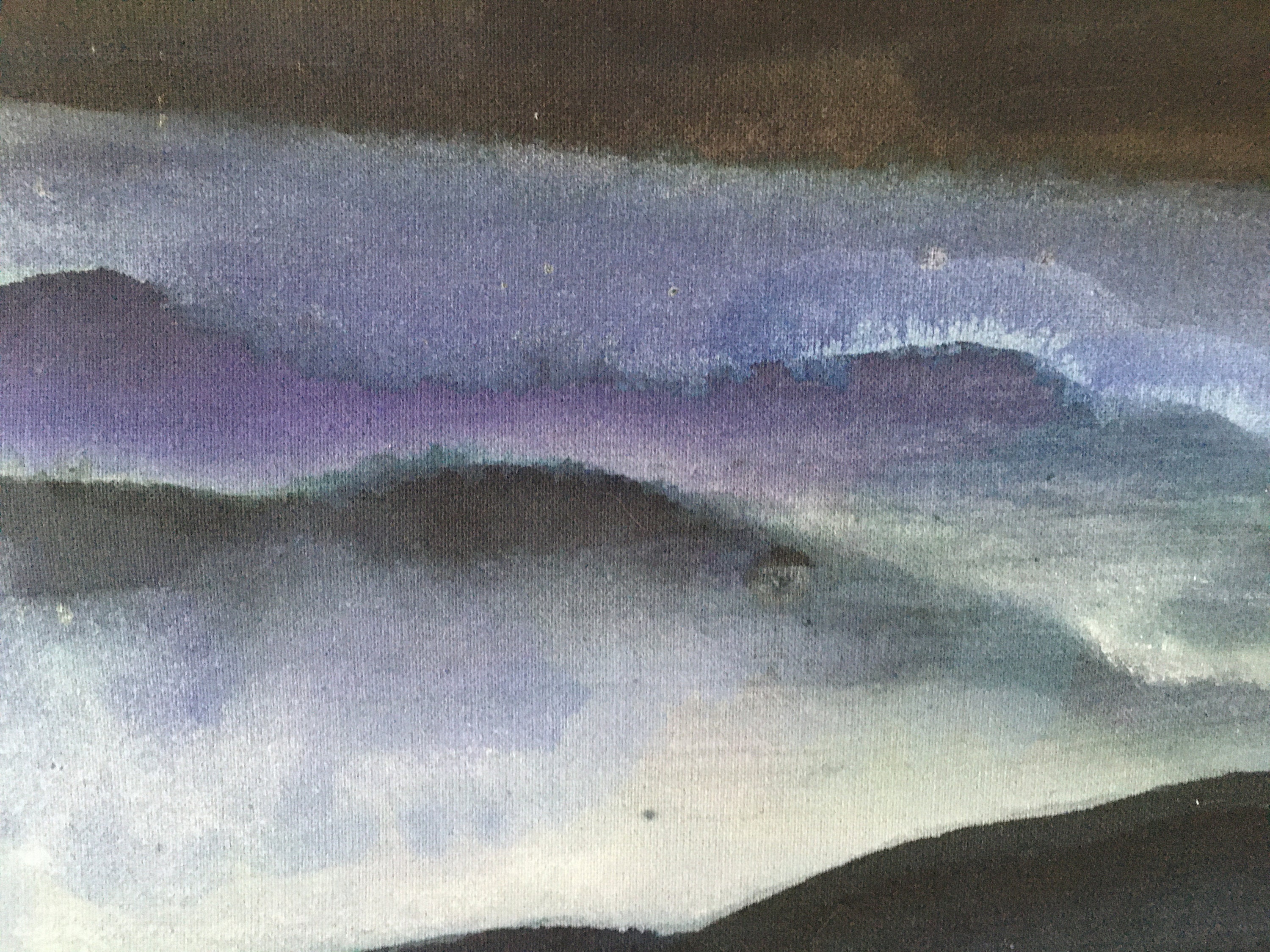 Original Landscape Sunset Winter on Mountains Ink on Canvas. - Etsy