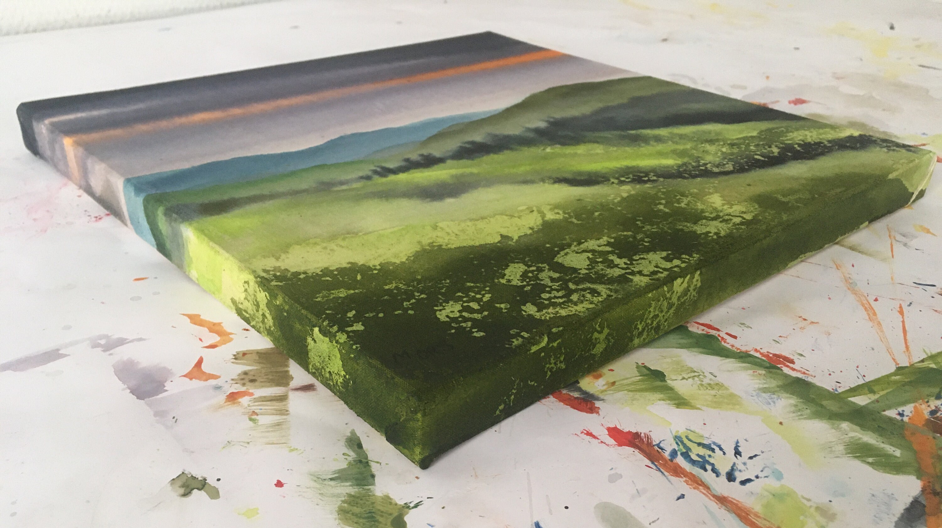 Original Painting Abstract Mountainscape Ink and Acrylic on - Etsy