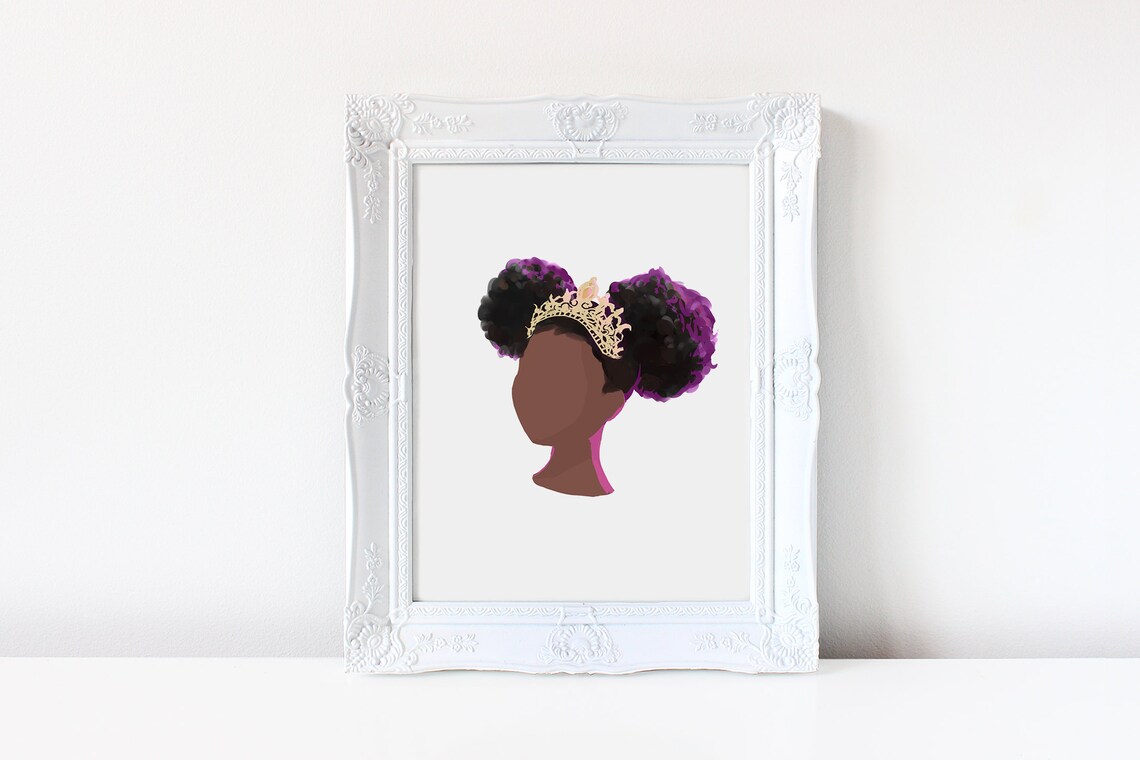 Princess Puffs Art | Young Afro Queen | Afro Puffs Art | Black Princess ...