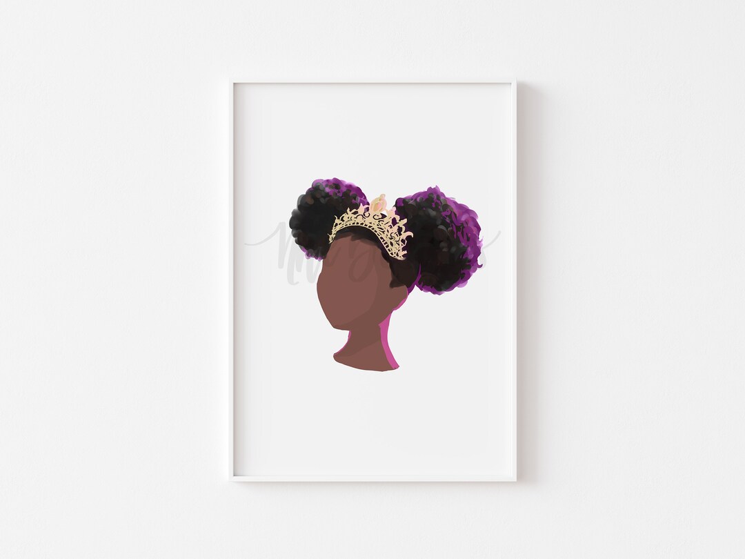 Princess Puffs Art | Young Afro Queen | Afro Puffs Art | Black Princess ...