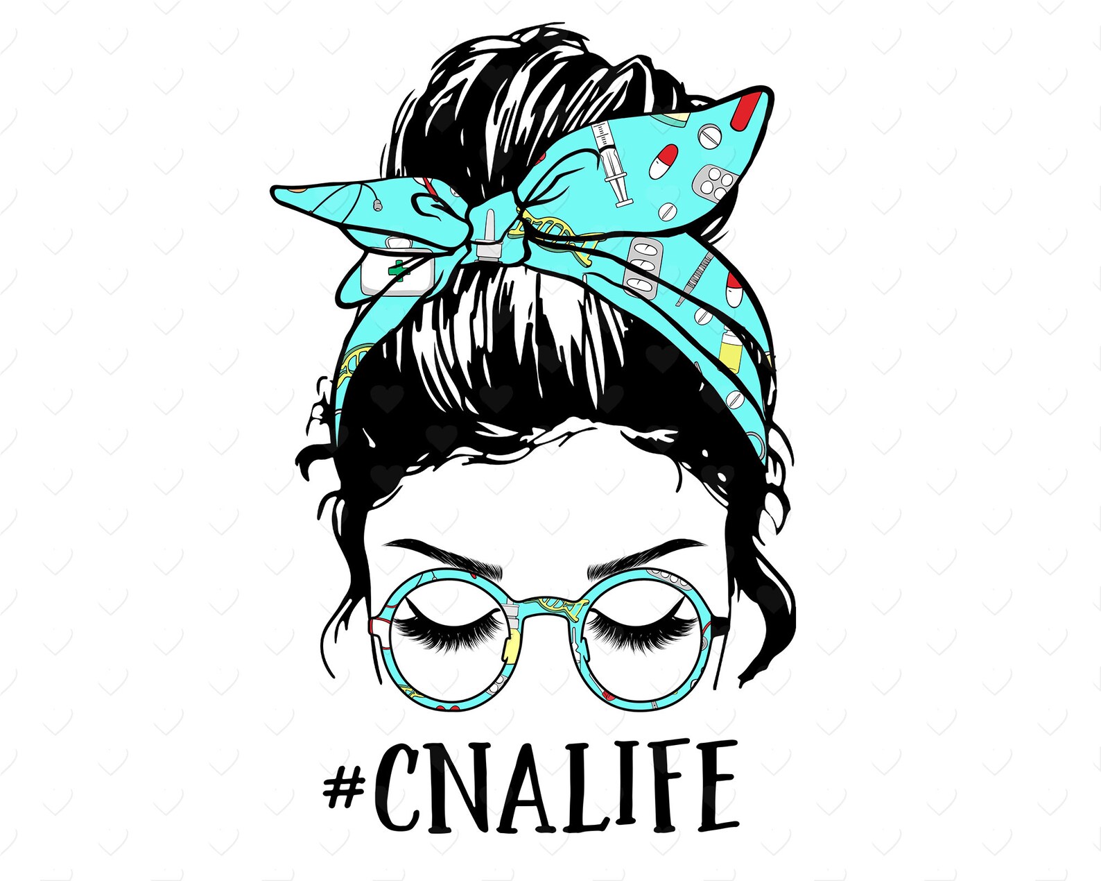 Cna Life Png Messy Bun Png Cna Life Mom Skull Png Ocupación Etsy