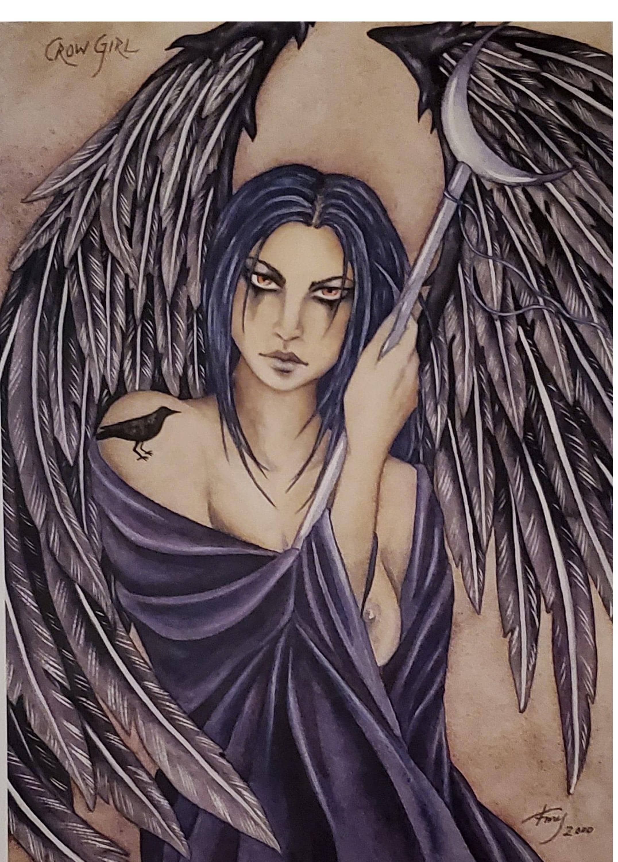 Fairy CROW GIRL Bookplate Art Print by Amy Brown – AB31 - Etsy