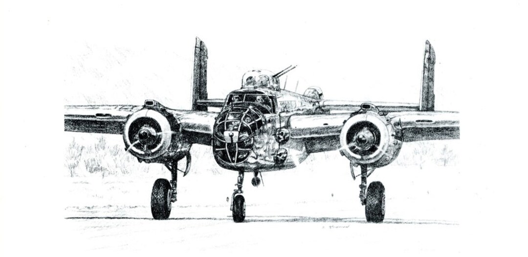 B-25 – AIRSHOW B-25 Bookplate Art Print Painted by Rick Ruhman – Wall ...