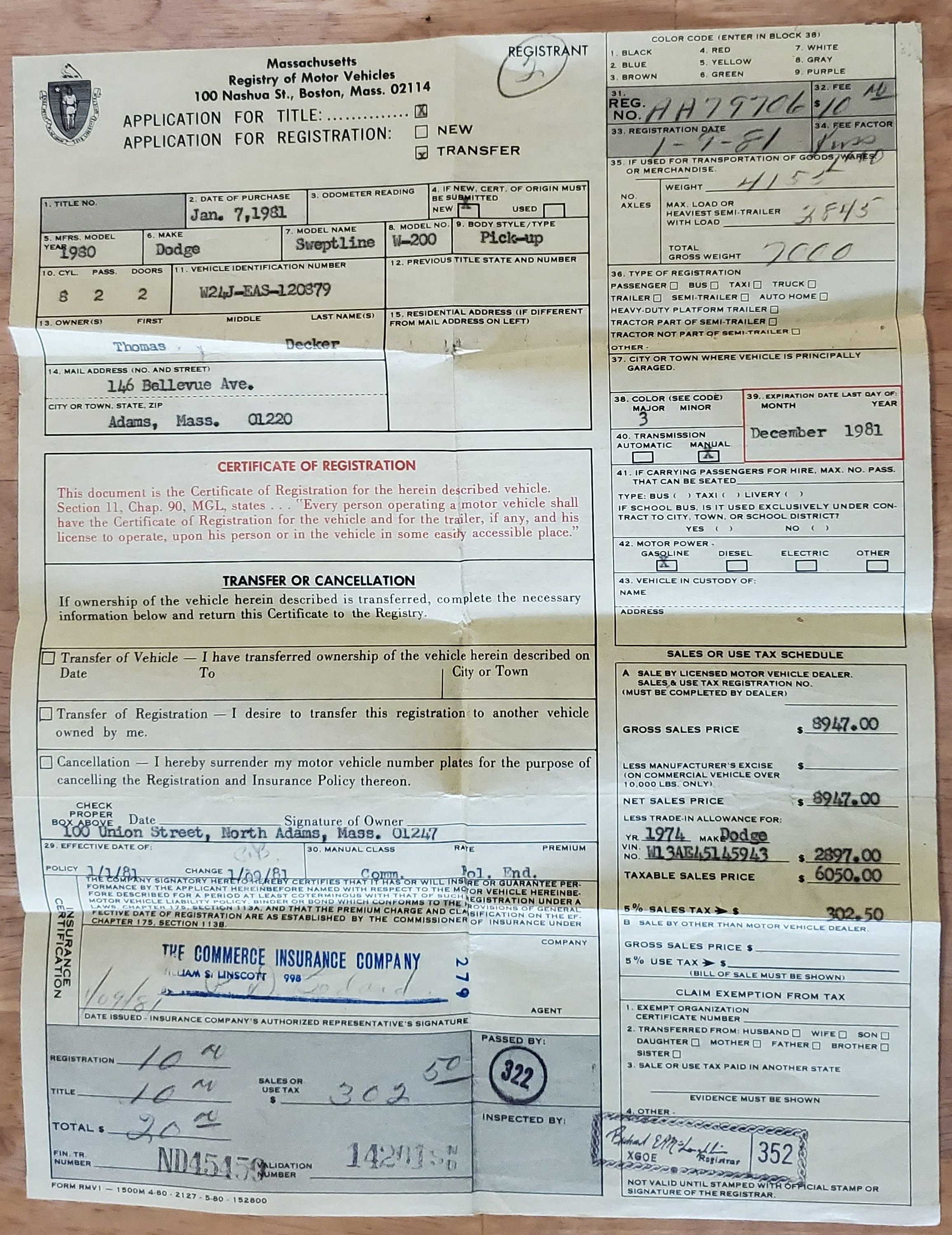 ORIGINAL 1980 DODGE SWEPTLINE Pickup Glove Box Document Collection DTL1 ...