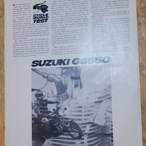 1977 SUZUKI GS550 Motorcycle Road Test From Cycle World 1MC32 - Etsy