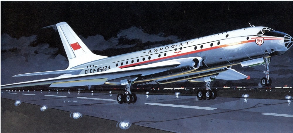 Tupolev TU-104 TUPOLEV TAKEOFF Bookplate Art Print Painted by Tom ...