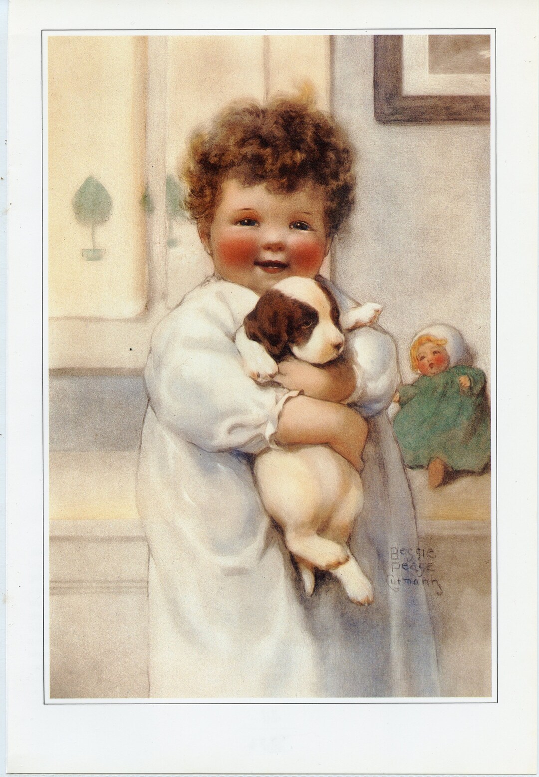 Peter and Puppy Bookplate Art Print Painted by Bessie Pease Gutmann ...