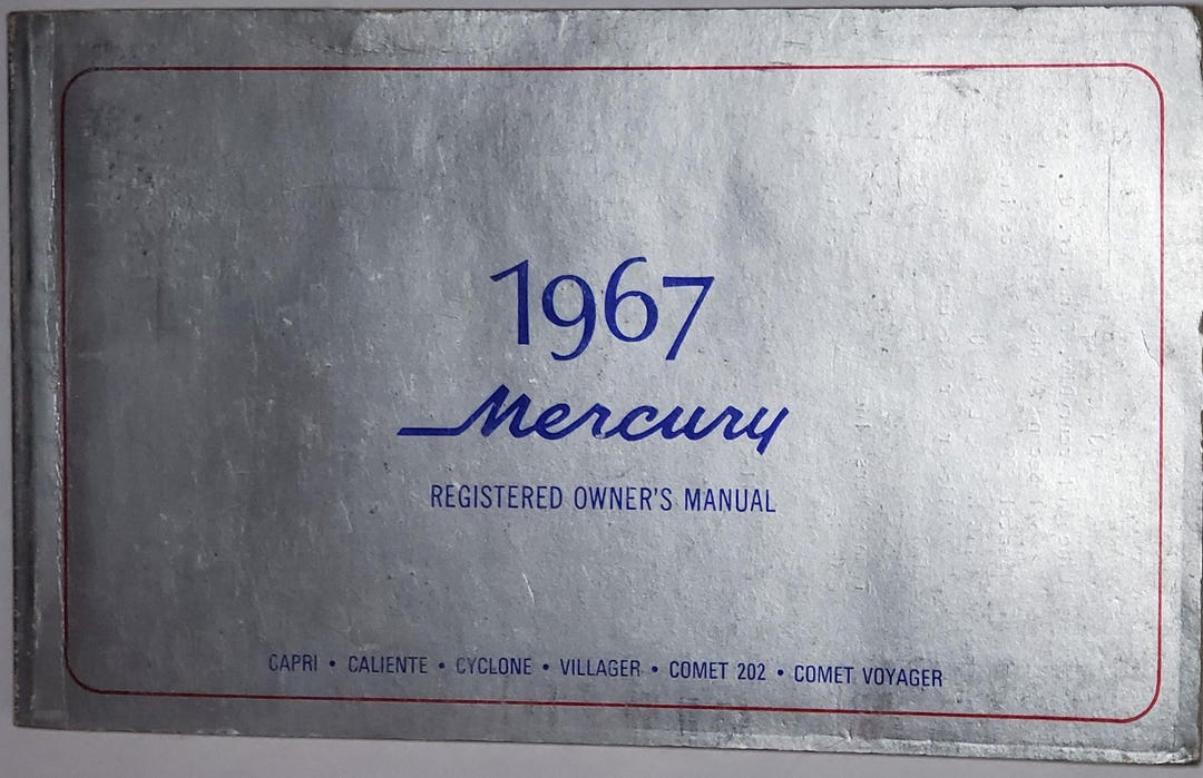 1967 MERCURY Capri, Calienti, Cyclone, Villager, Owners Manual MOM11 - Etsy