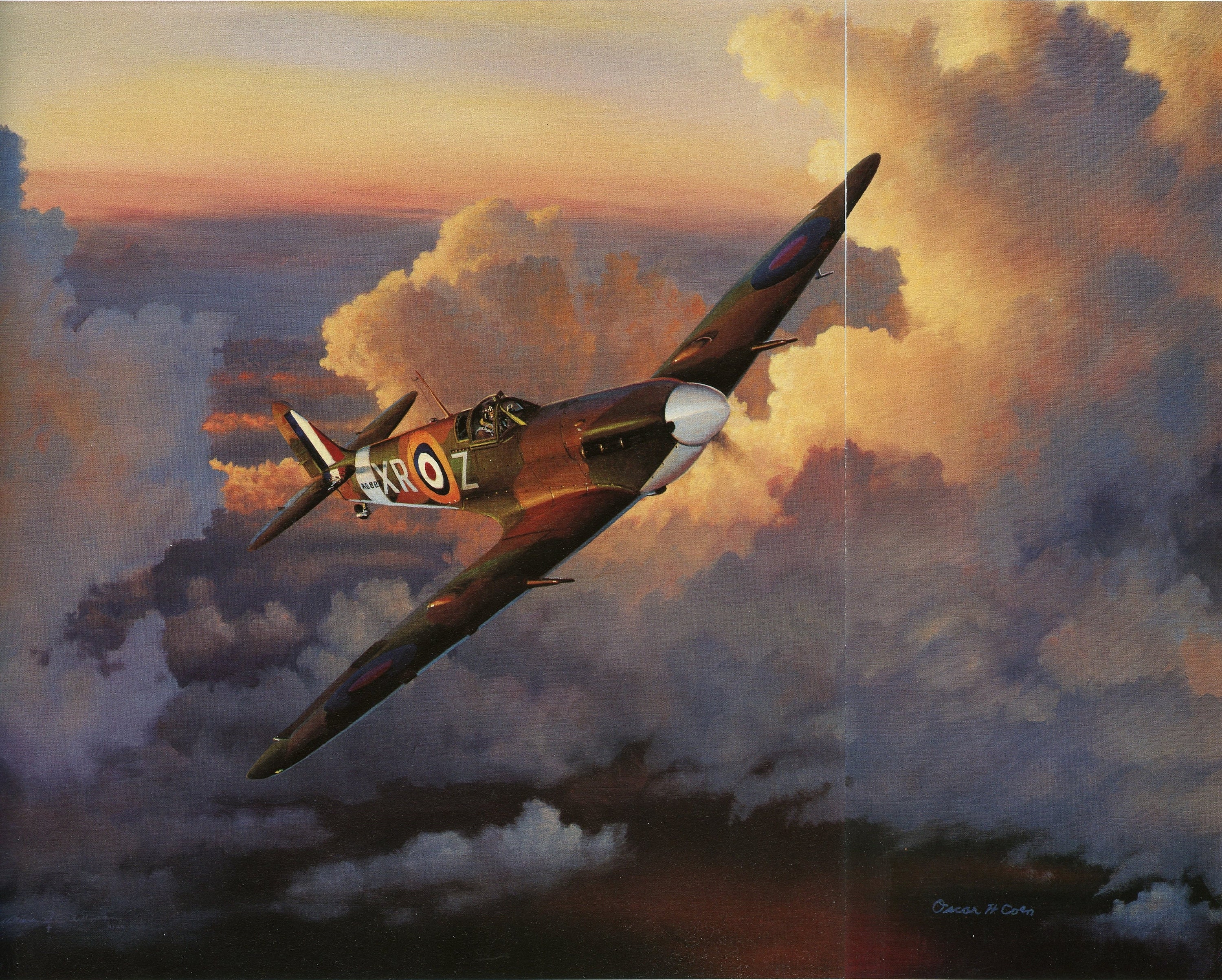 Prints Lithographs Aviation Spitfire Plane Art Print Eagle Squadron ...