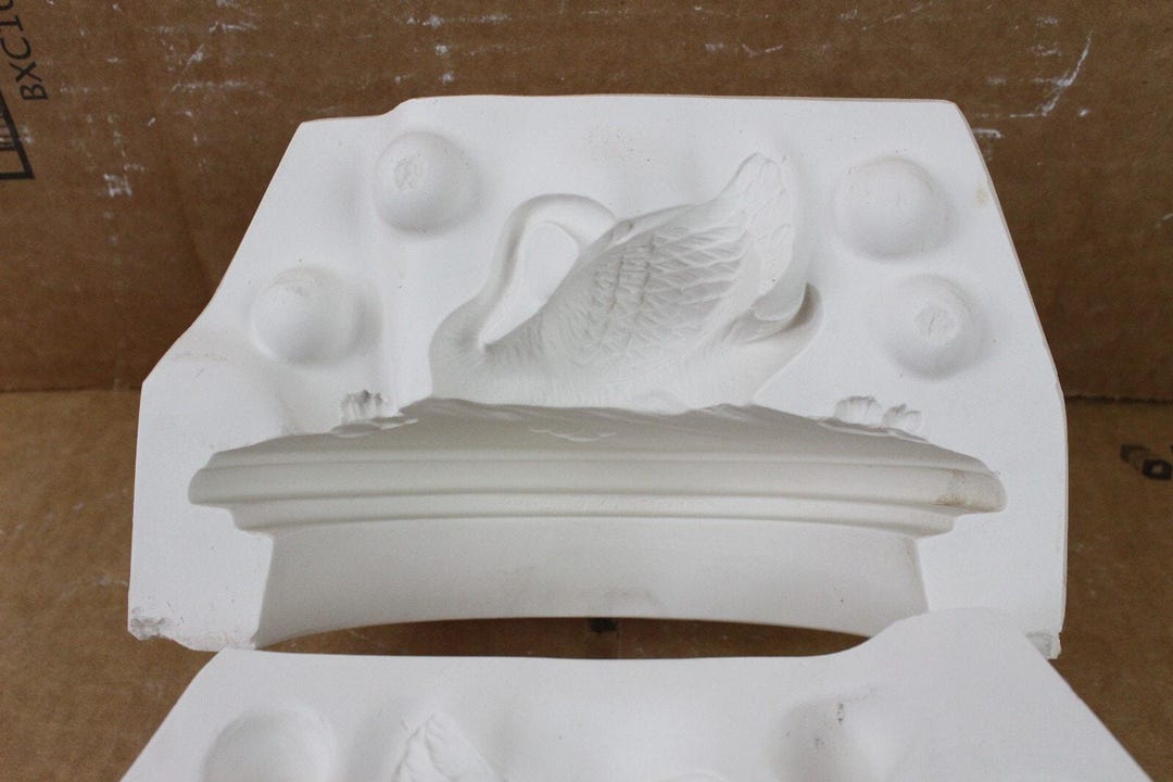 Ceramic Slip Mold 2 Piece Swan Bird Canister Jar Lid Atlantic A1394 ...