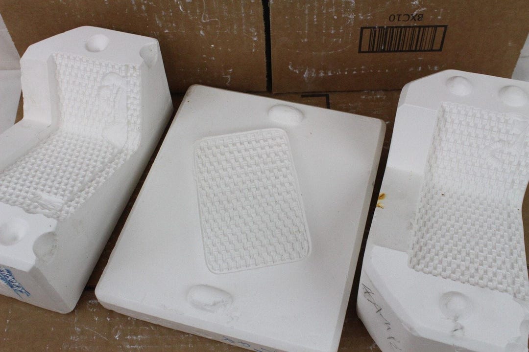 Ceramic Slip Mold 2 Piece Ornate Pattern Clothes Hamper Box Container ...