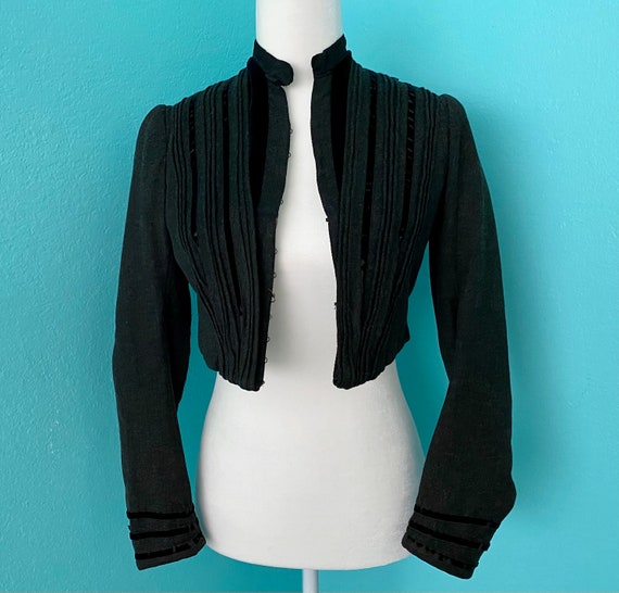 Vintage Regency Empire-Style Dark Gray Wool Jacket - Gem