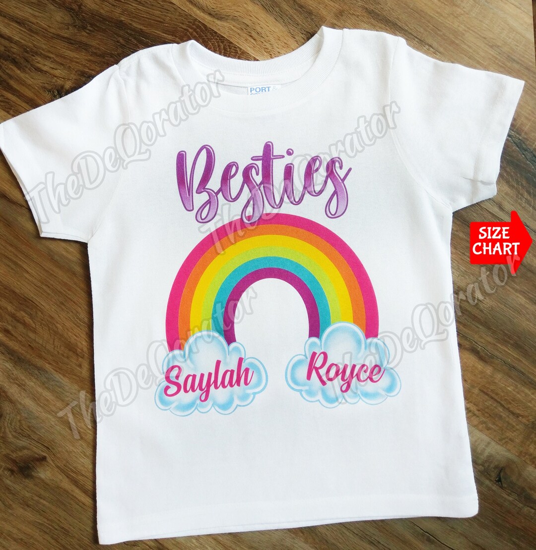 Personalized Besties BFF Matching Rainbow Colors T-shirt, Bestie Best ...