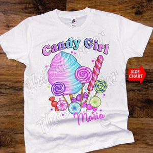 Personalized Rainbow Candy Girl T-shirt, Sweet Tooth, Sweets Candies ...