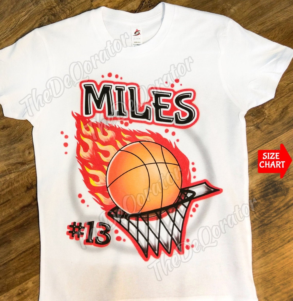 Personalized Flaming Basketball Hoop T-shirt, Basketball in Fire ...
