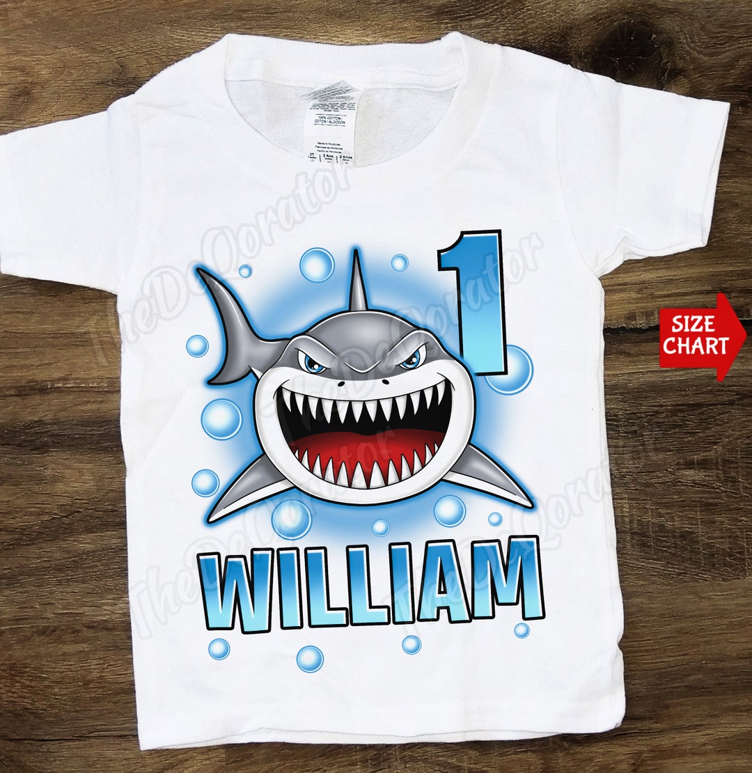 Personalized Shark Birthday T-shirt, Any Age Grey Shark, Summer Beach ...