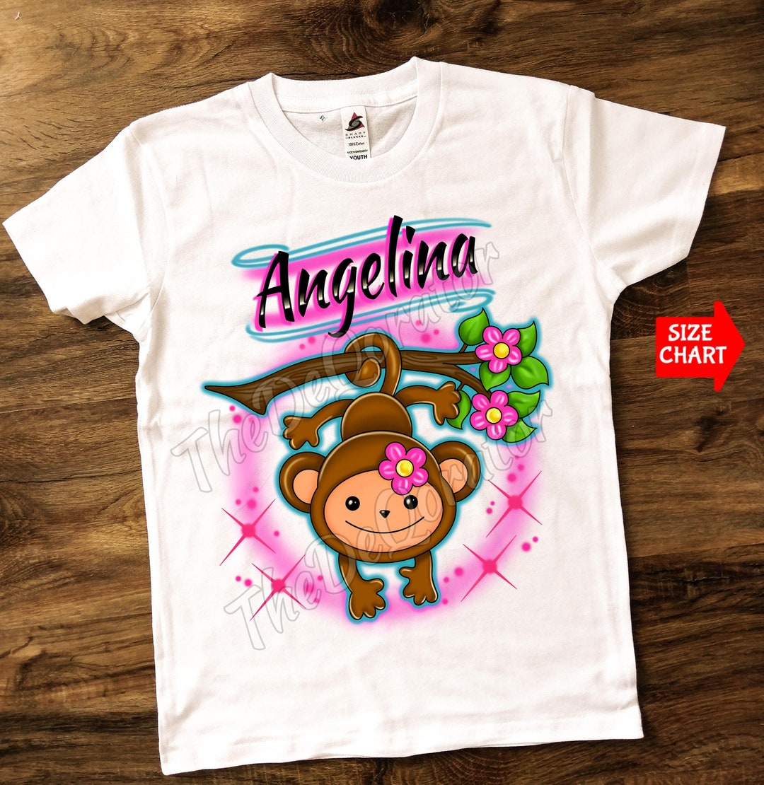 Personalized Cute Little Monkey T-shirt, Monkey With Flowers Shirt ...