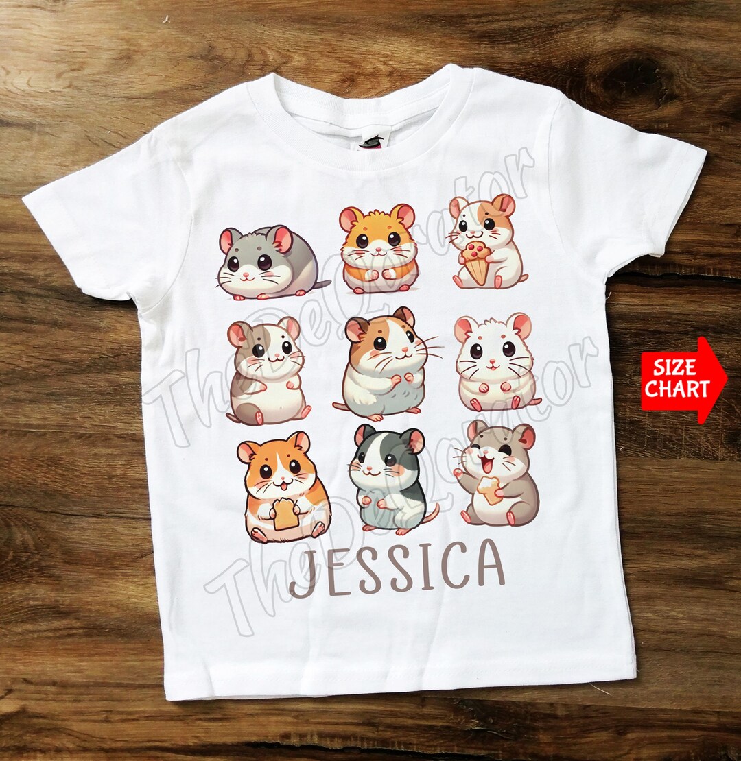 Personalized Cute Hamster T-shirt, Toddler Girls Women Boys Hamster ...