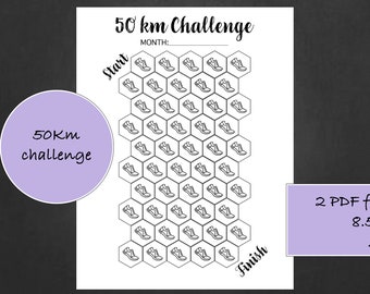 50 Miles Challenge Running Walking Monthly Exercise Goal Tracker - Etsy