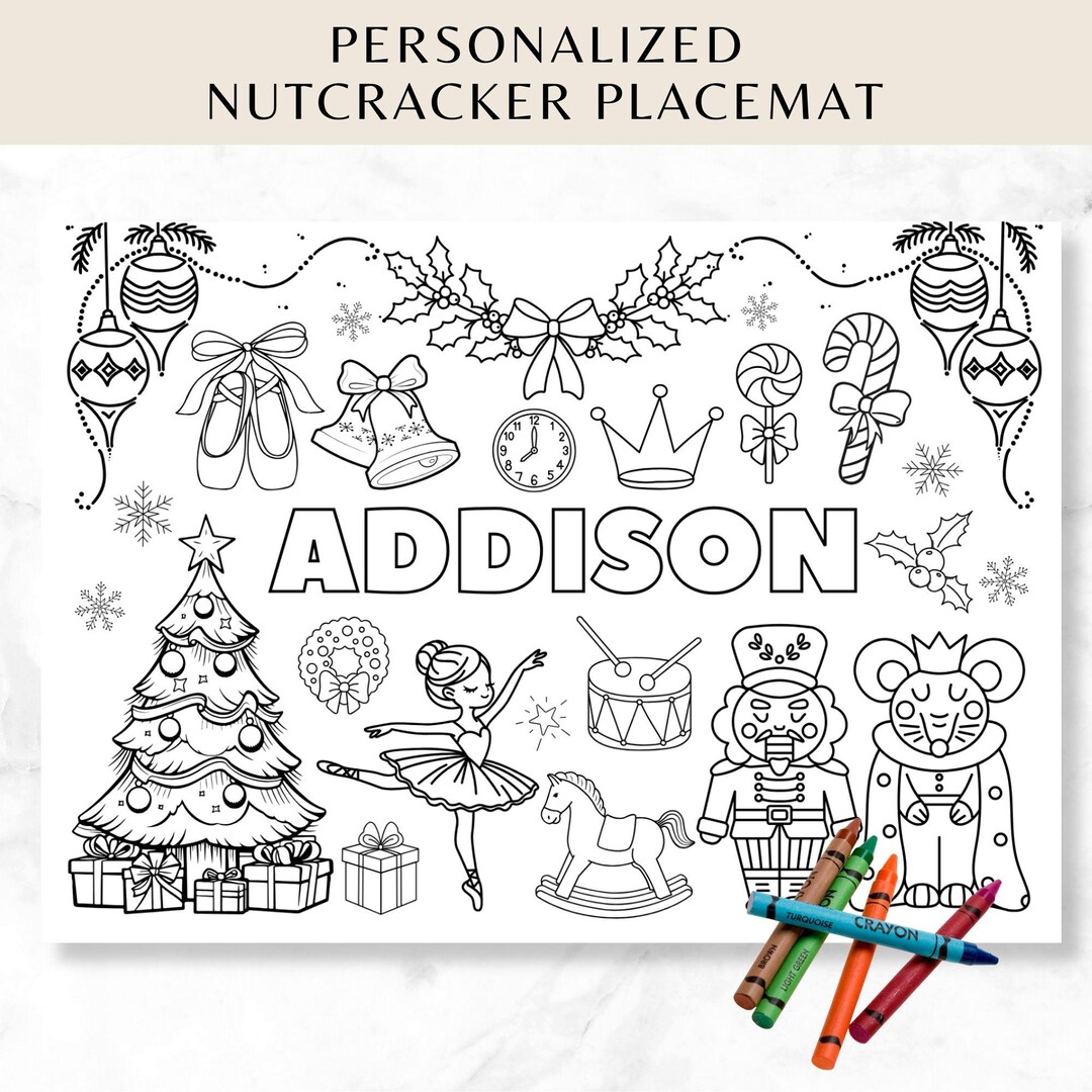 Personalized Nutcracker Coloring Page Christmas Nutcracker Placemat ...