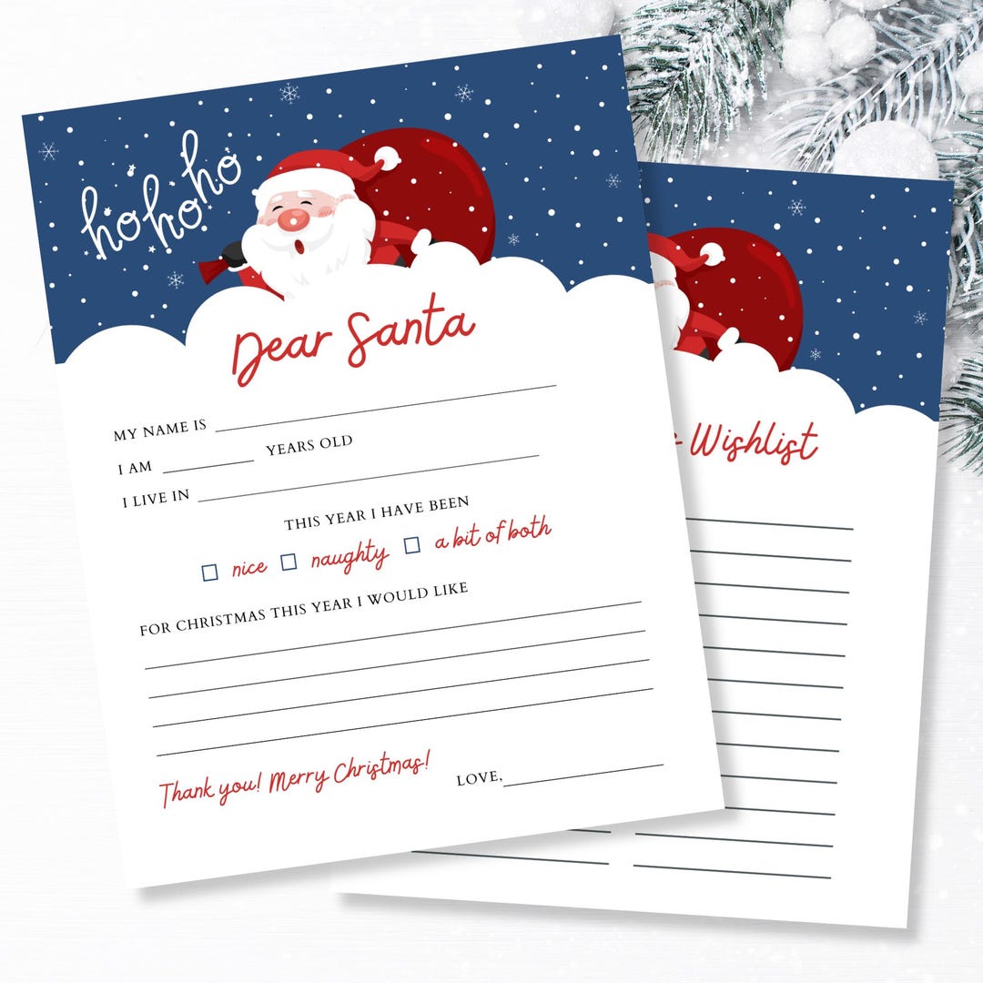 Printable Dear Santa Letter for Boys - Christmas Wishlist Template ...