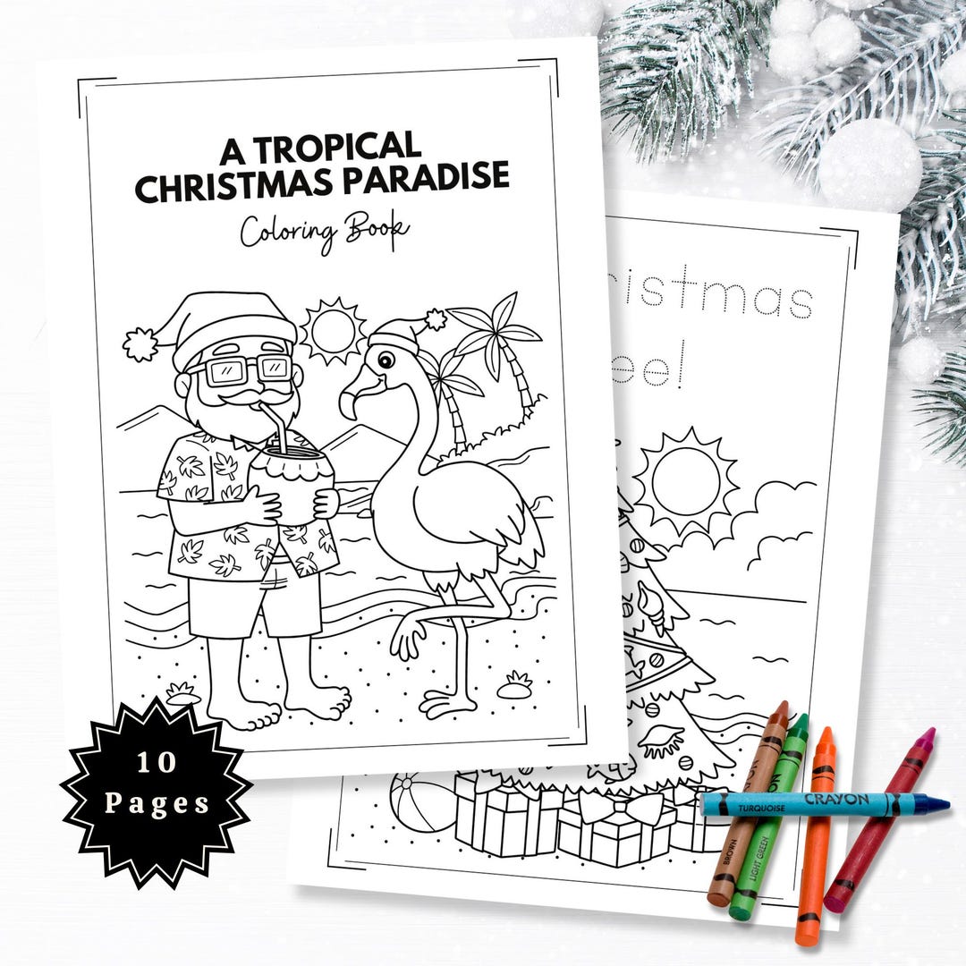 Beach Christmas Coloring Page - 10 Cute and Tropical Holiday Coloring ...