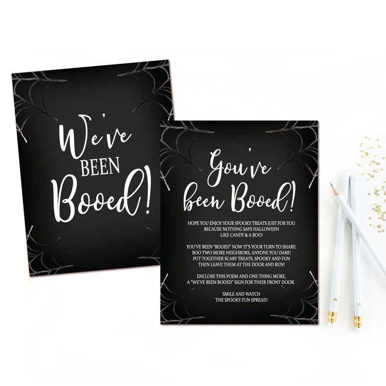 You've Been Booed Game - We've Been Booed Sign - Chalkboard Halloween ...