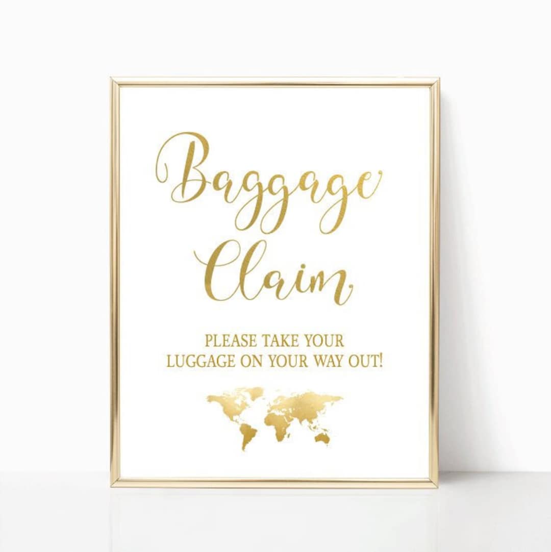 Baggage Claim Sign - Gold Travel Decor - Printable Sign - INSTANT ...