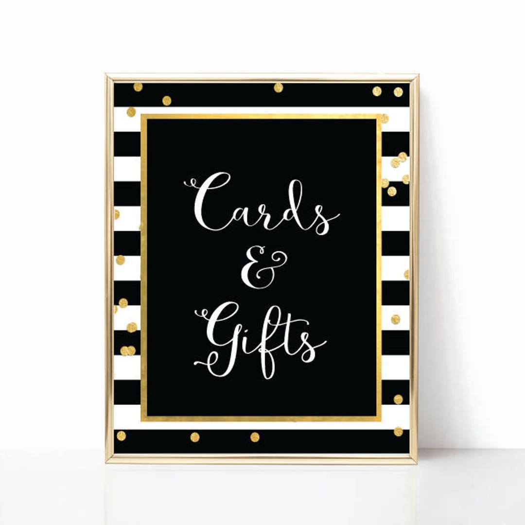 Gifts & Cards Sign - Black and Gold Gift Table Signage - INSTANT ...