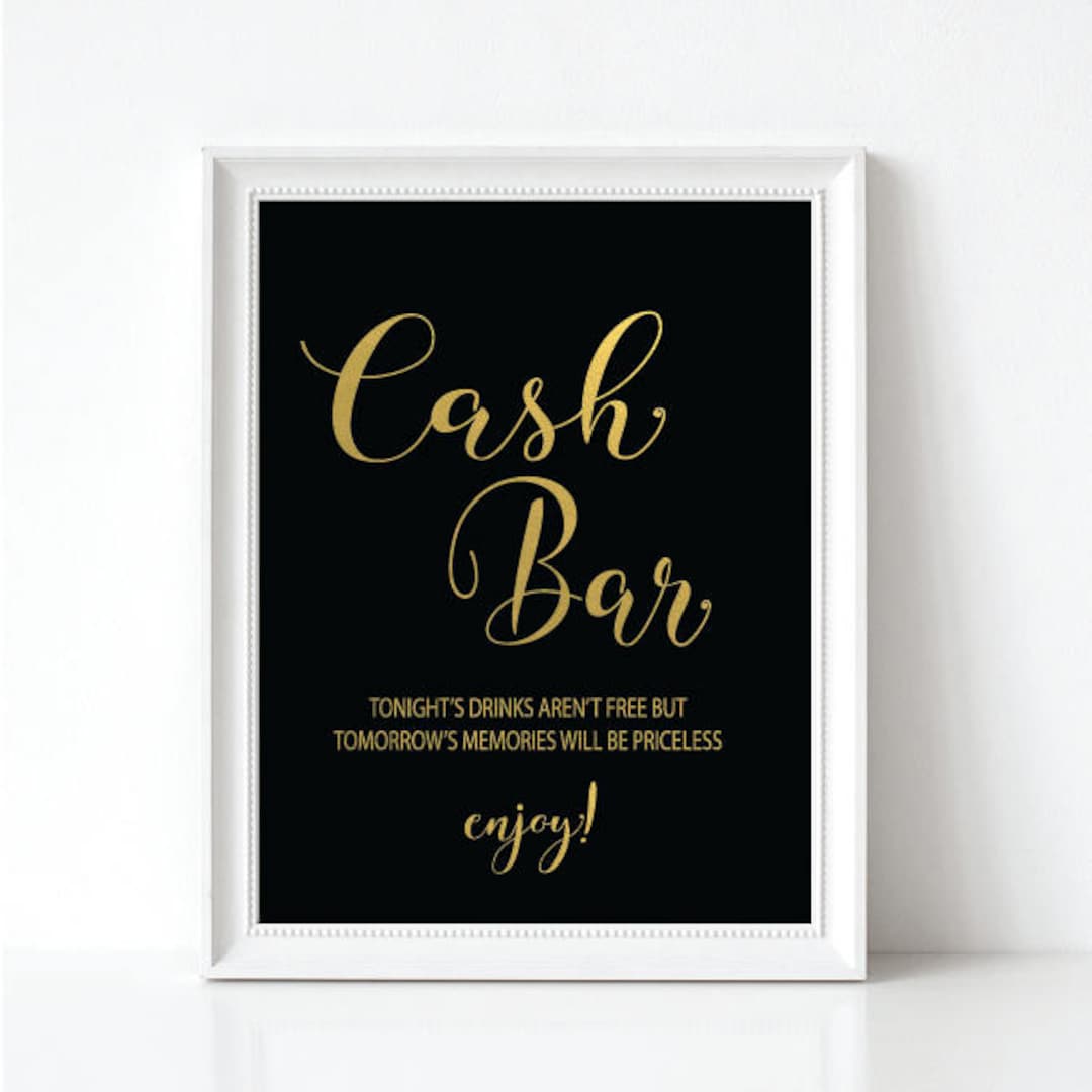Black & Gold Cash Bar Sign - Party Bar Decor - Drink Sign - INSTANT ...