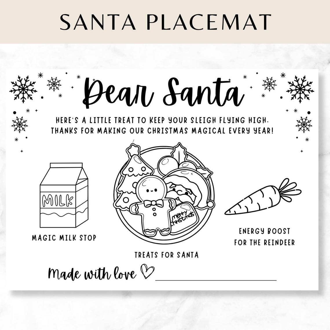 Santa Cookie Tray Printable - Santa Cookies and Milk Tray - Santa Plate ...