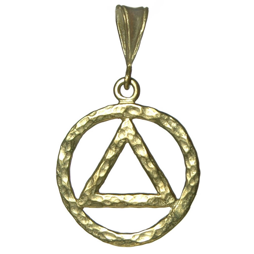 Alcoholics Anonymous Brass, AA Thick Hammered Symbol Pendant, Large ...